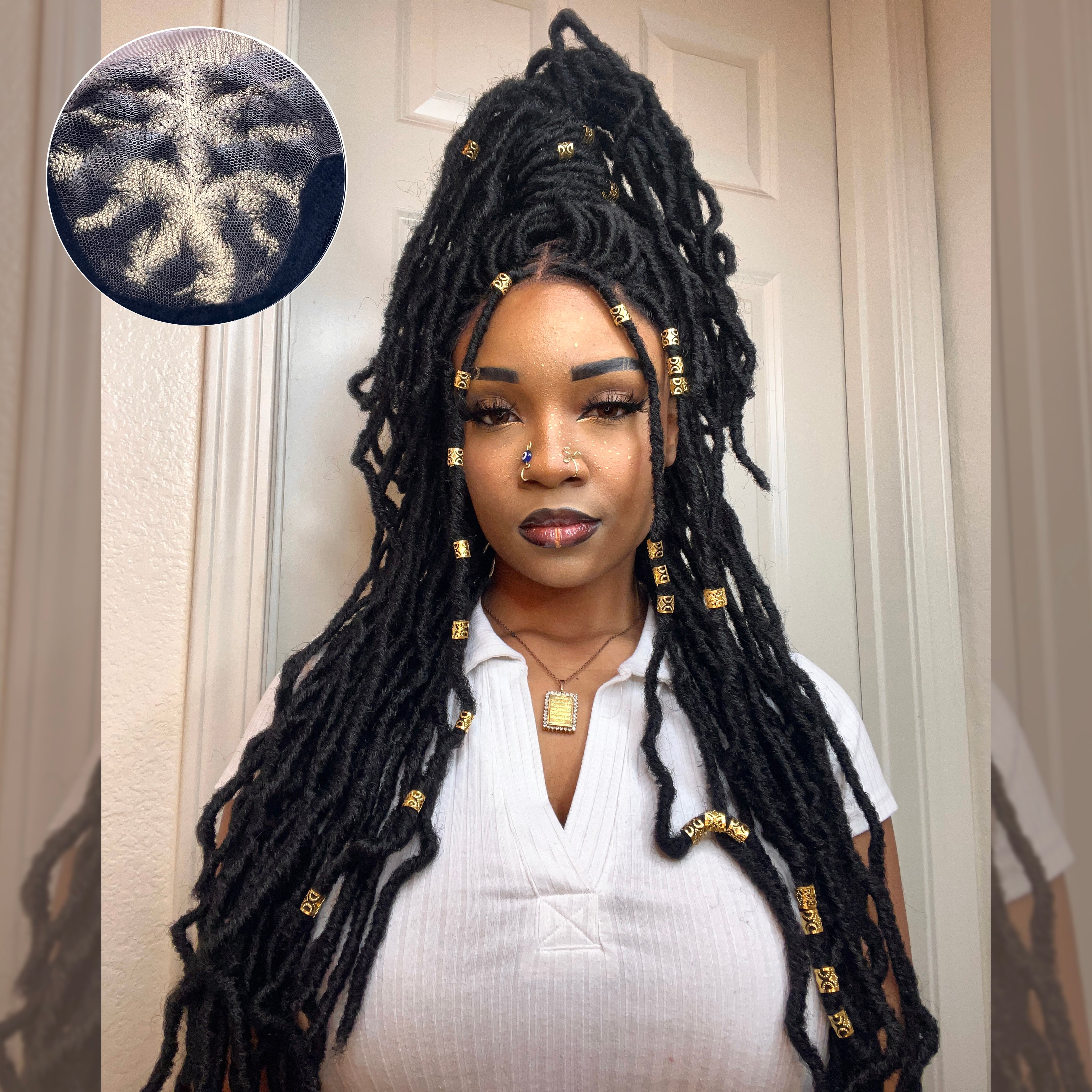 Tedhair 30 Inches 4x4 Boho Goddess Faux Locs Lace Closure Wigs 200% De ...