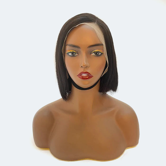 TedHair 8 Inches Double Drawn Blunt Cut 13x4 Asymmetrical Bob Wig
